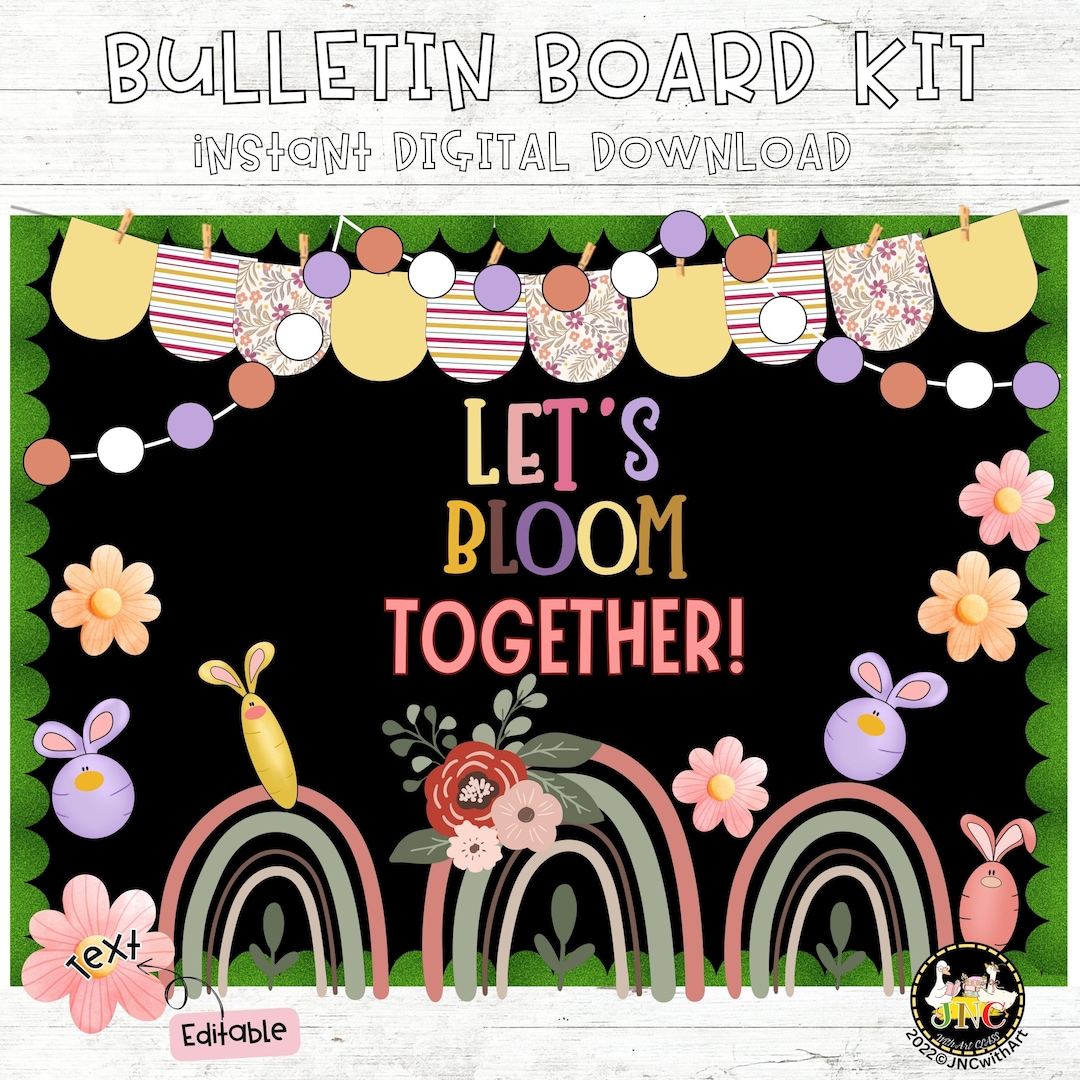 Spring Bulletin Board Kit: Let's Bloom Together, Editable (digital ...