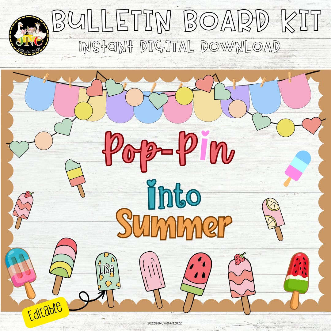 Summer Ice Cream Bulletin Board Kit | Editable Classroom Decor (digital ...