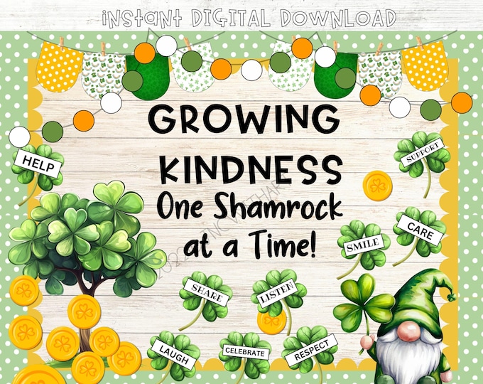 Shamrock Bulletin Board Kit | Kindness Classroom Decor (digital ...