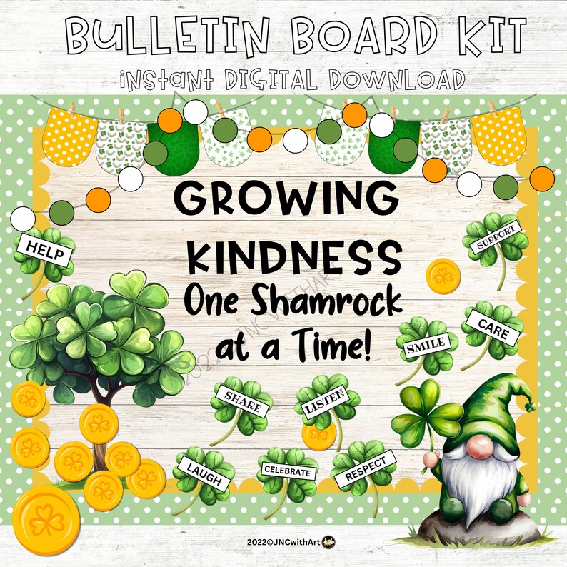 Shamrock Bulletin Board Kit | Kindness Classroom Decor (digital ...