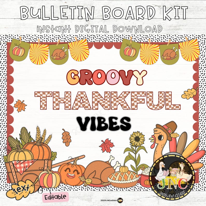 Retro Thanksgiving Bulletin Board Kit: Groovy Classroom Decor (PDF) - Etsy