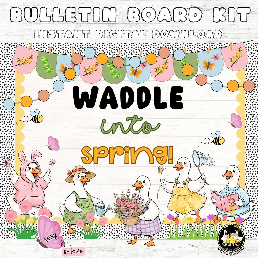 Spring Silly Goose Classroom Bulletin Board Kit | Editable Garden Decor ...