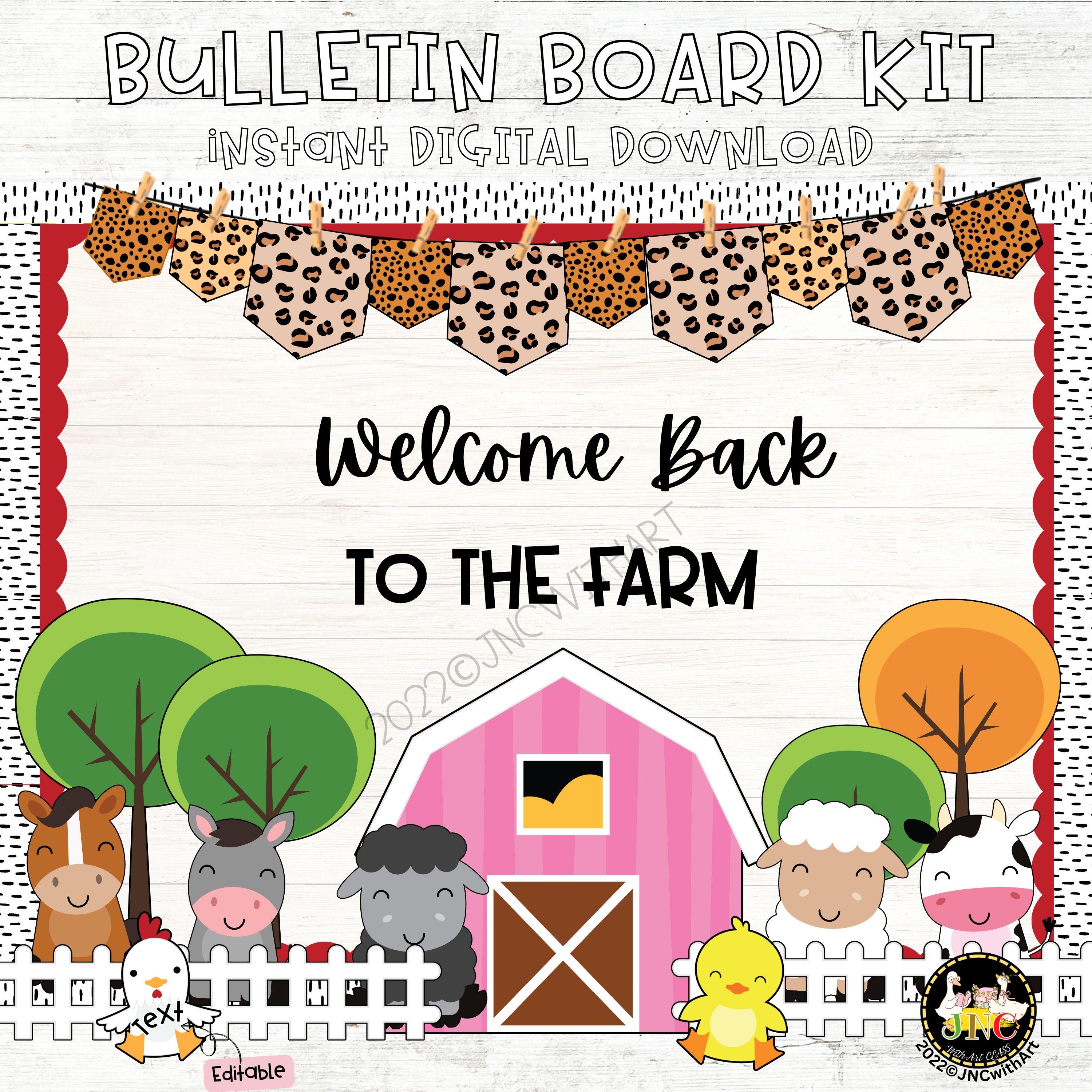 Farm Classroom Bulletin Board Kit: Barnyard Decor, Editable Template ...