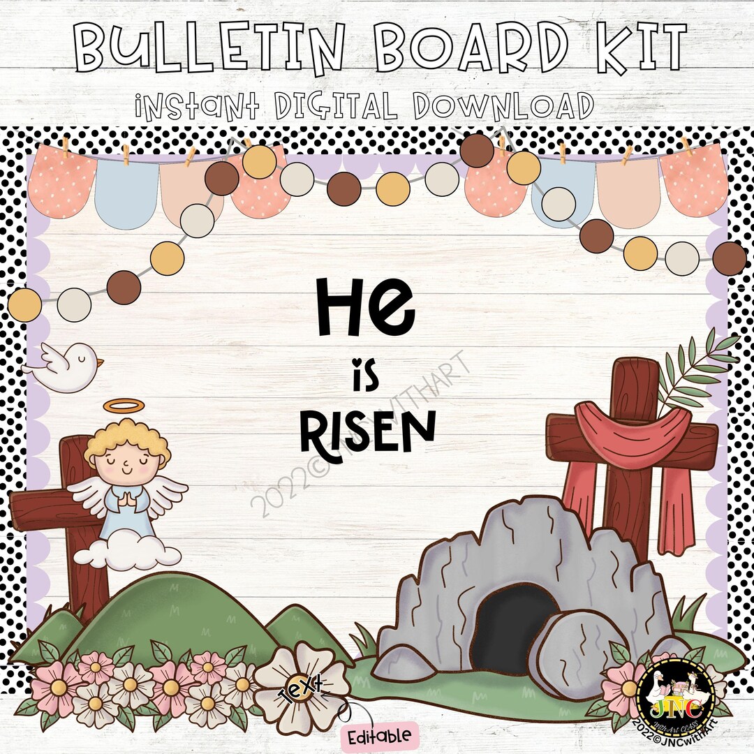 He is Risen Bulletin Board Kit | Easter Christian Classroom Decor ...