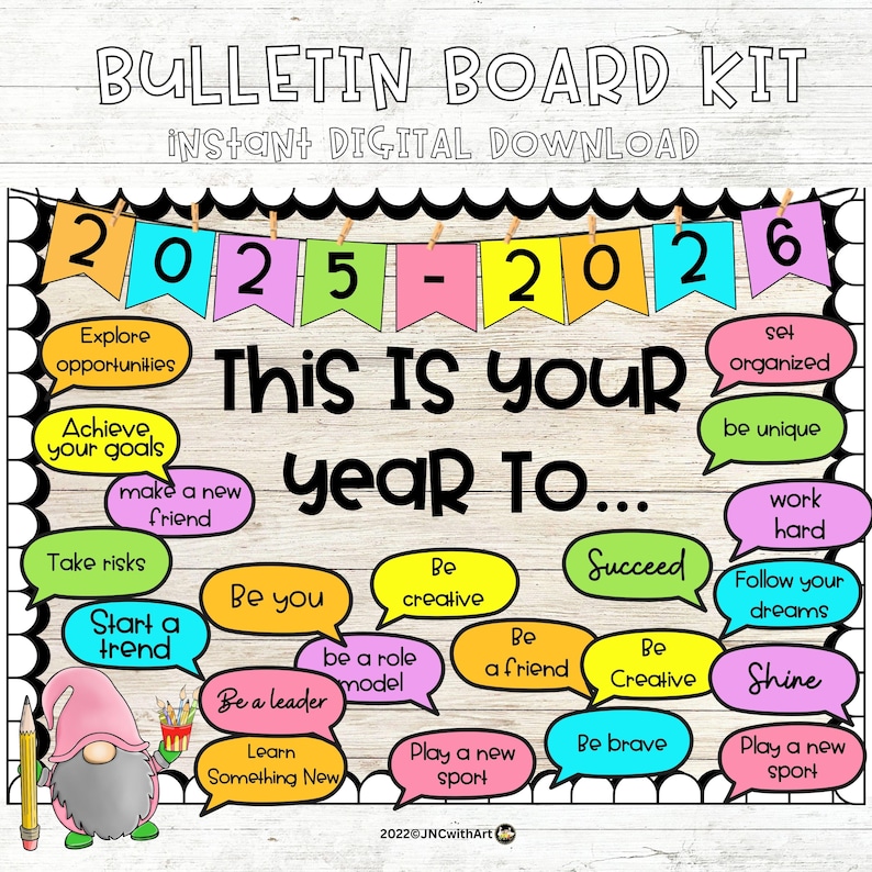 New Year 2026 Bulletin Board Kit | Growth Mindset Classroom Decor ...