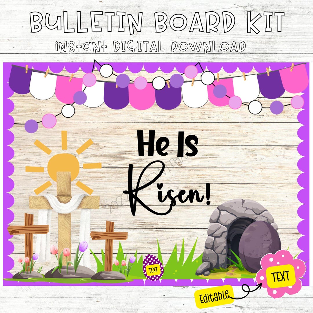 Resurrection Easter Bulletin Board Kit, He is Risen, Classroom Door ...