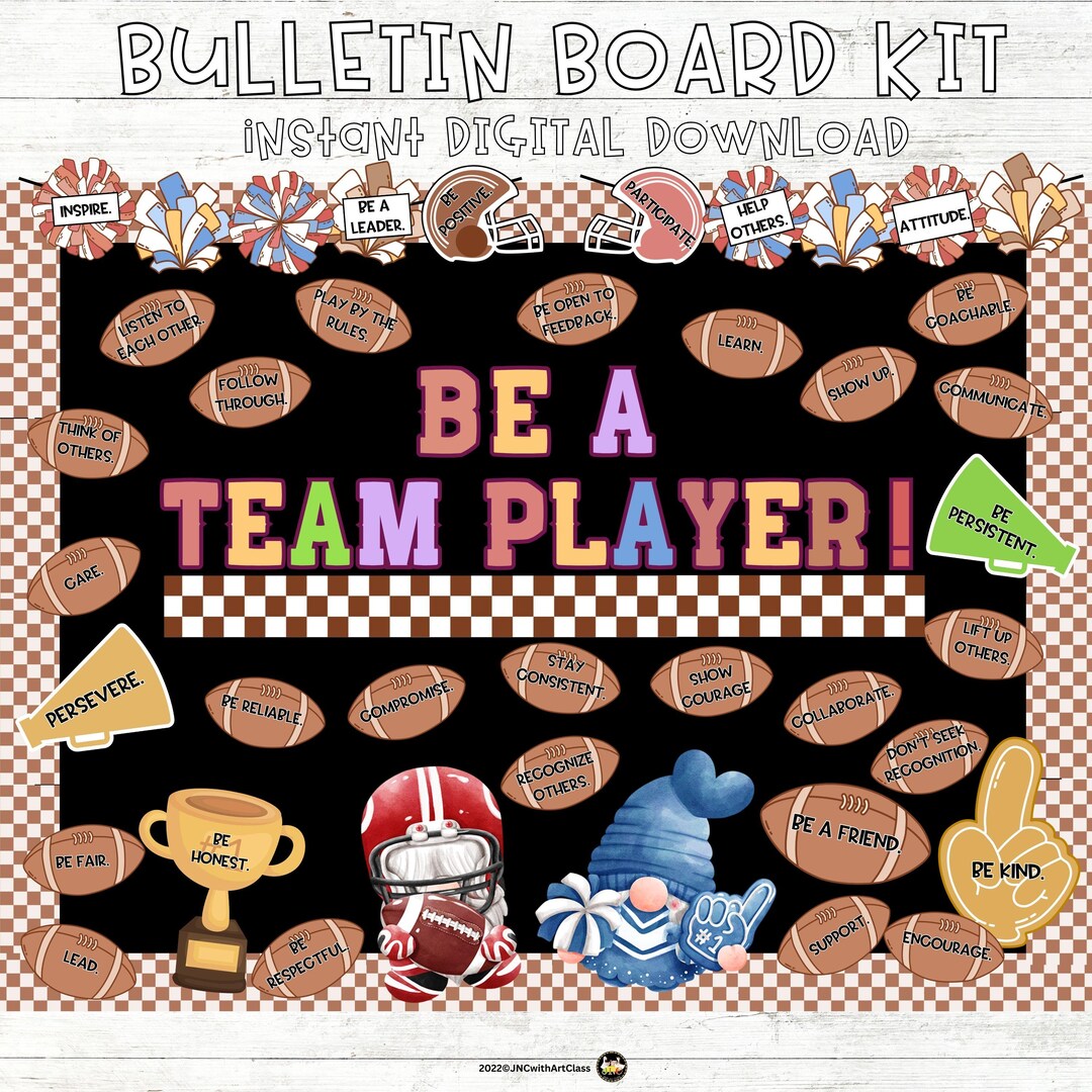 Be a Team Player Bulletin Board Kit, Editable Varsity Letters PE Ideas ...