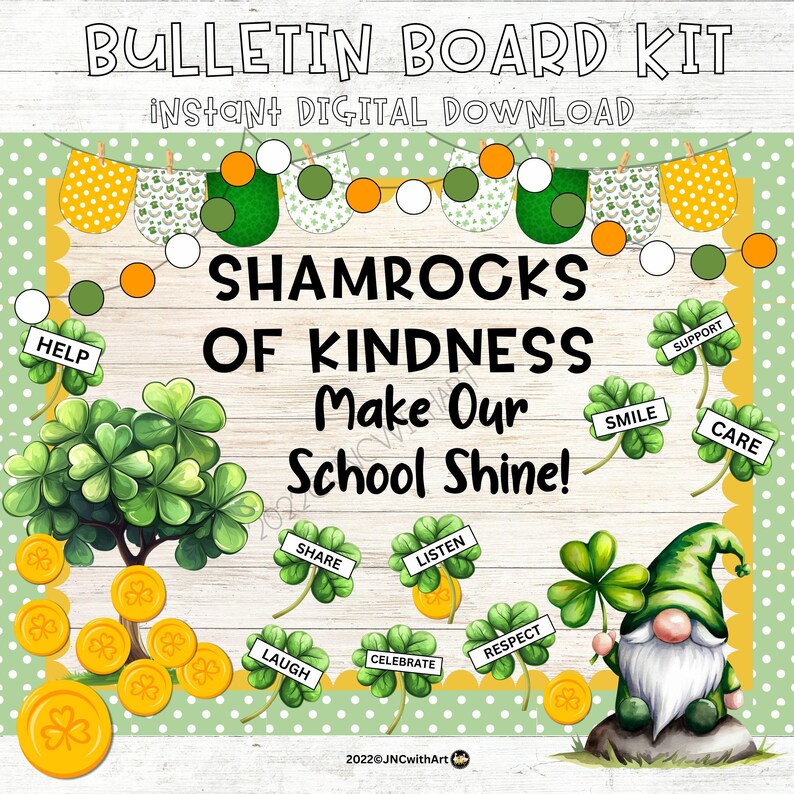 Shamrock Bulletin Board Kit | Kindness Classroom Decor (digital ...