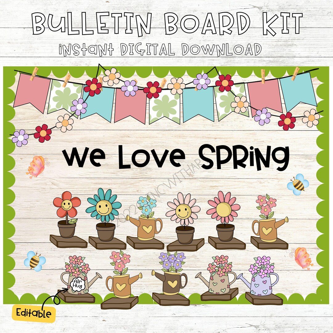 Spring Bulletin Board Kit | Flower Classroom Decor | Never Stop Growing ...