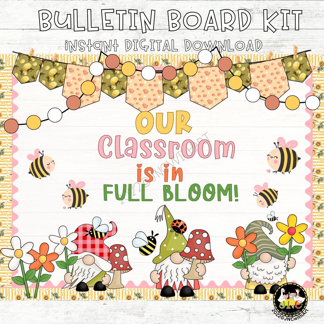 Spring Gnome Bulletin Board Kit | Bloom Together Classroom Decor ...