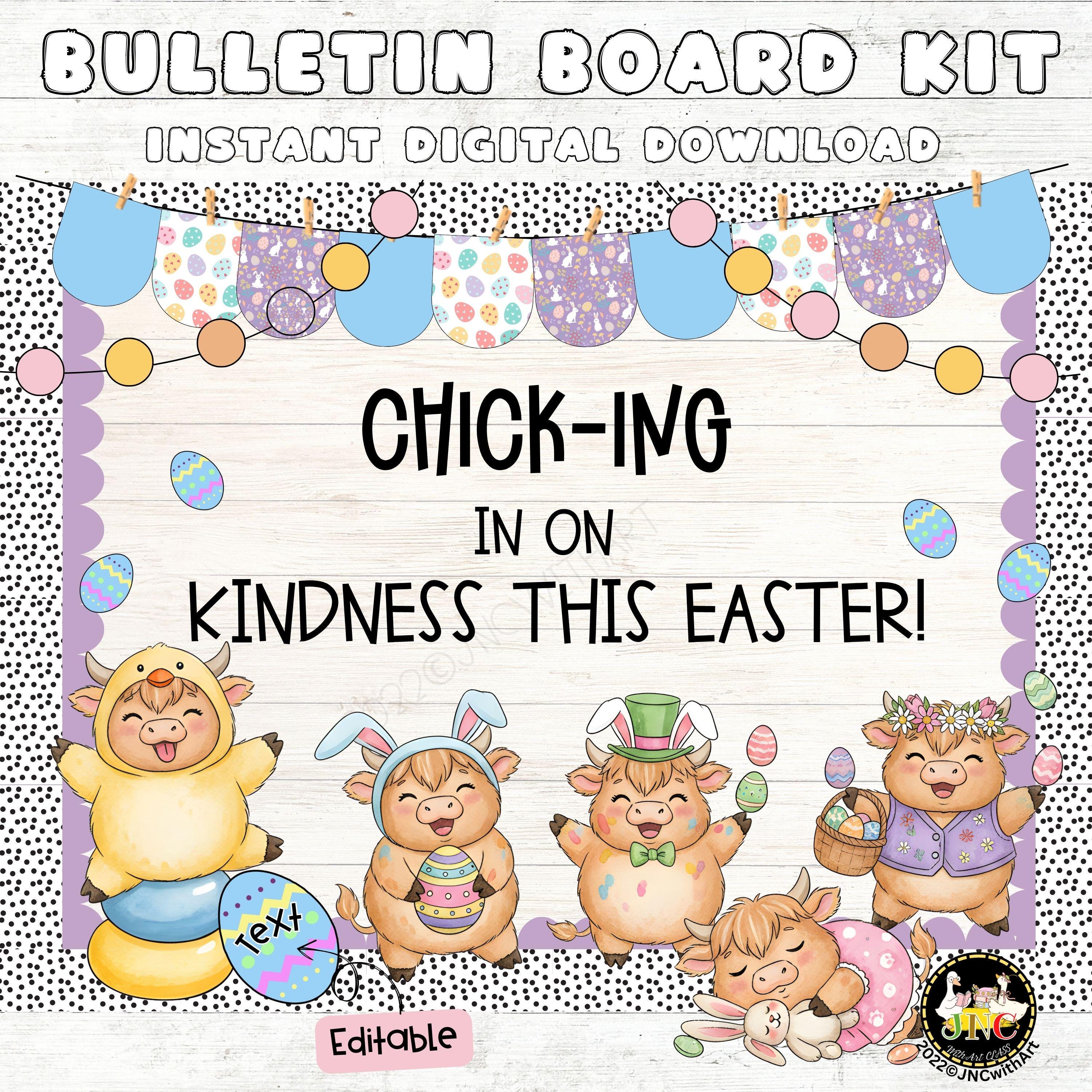 Easter Highland Cow Bulletin Board Kit | Spring Kindness Classroom ...