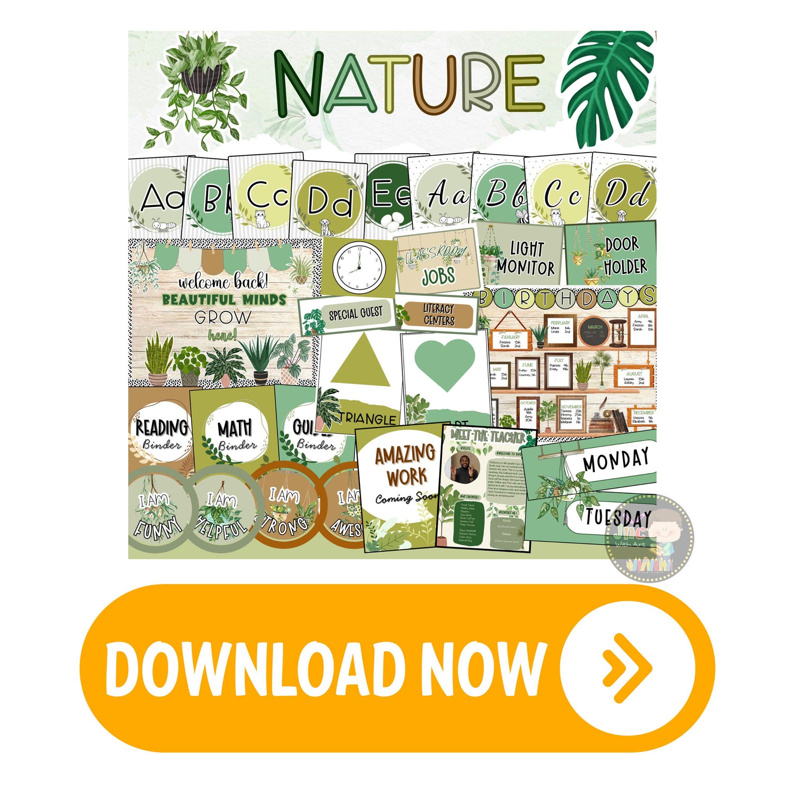 Nature Classroom Decor Bundle | Botanical Bulletin Board Kit | Calm ...