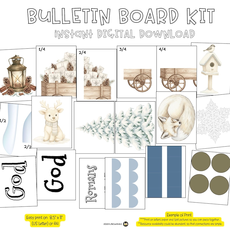 Winter Christian Bulletin Board Kit | Snow Scripture Decor (digital ...