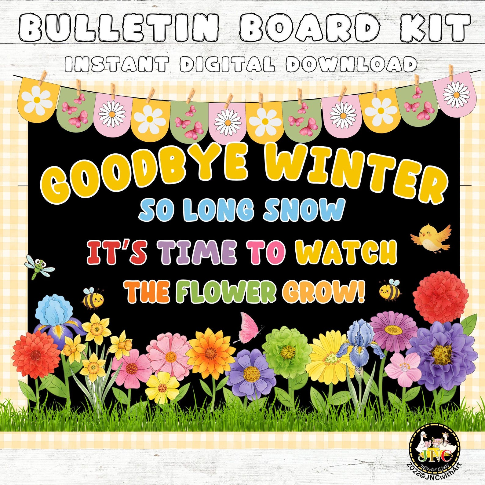 Spring Bulletin Board Kit | Goodbye Winter Hello Spring | Bright Flower ...