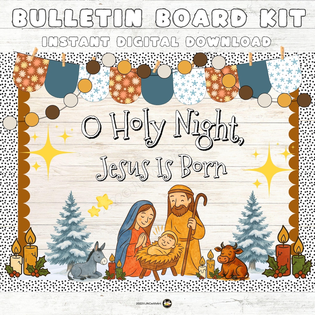 Nativity Bulletin Board Kit | Christmas Classroom Decor (digital ...