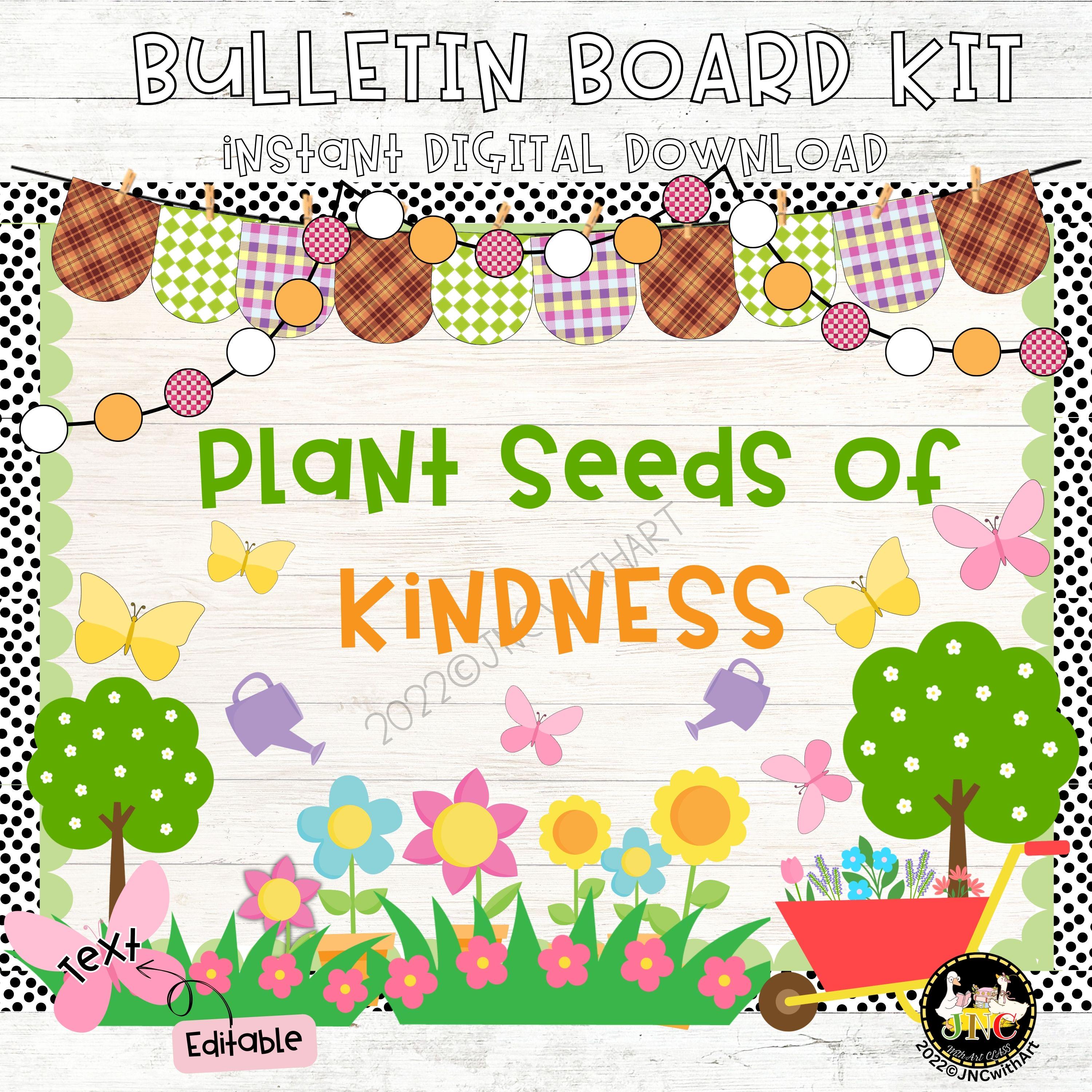 Plant Seeds of Kindness Spring Garden Bulletin Board Kit Editable ...