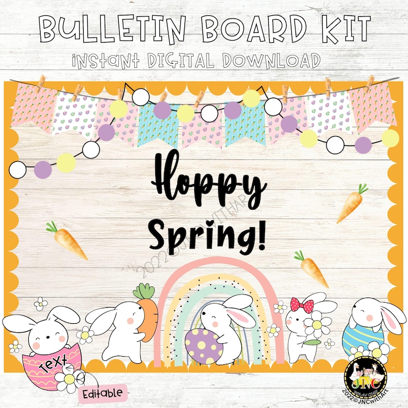 Spring Bunny Bulletin Board Kit | Editable Classroom Decor | Easter ...