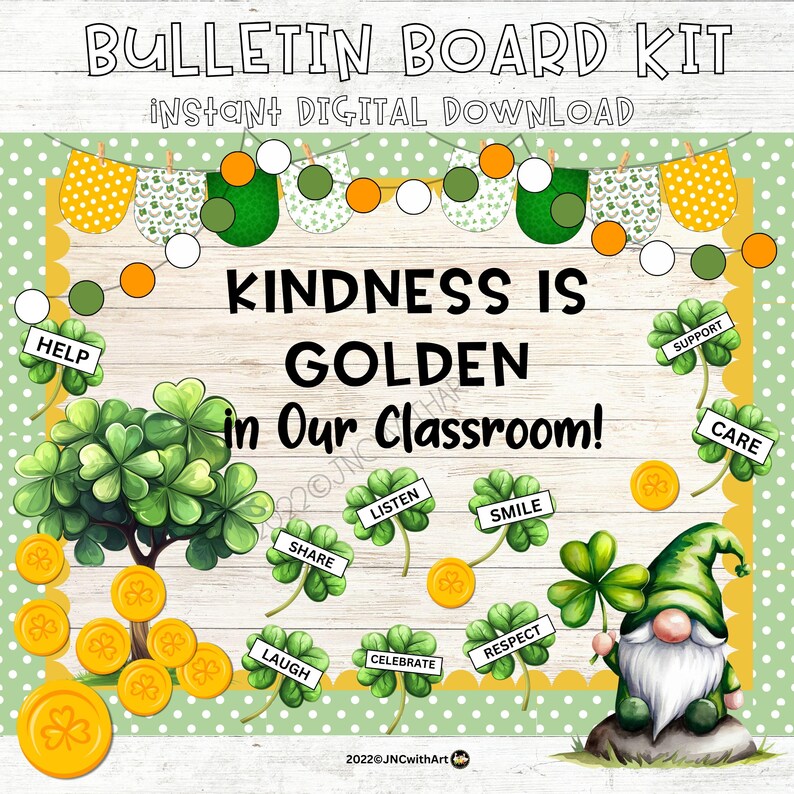 Shamrock Bulletin Board Kit | Kindness Classroom Decor (digital ...