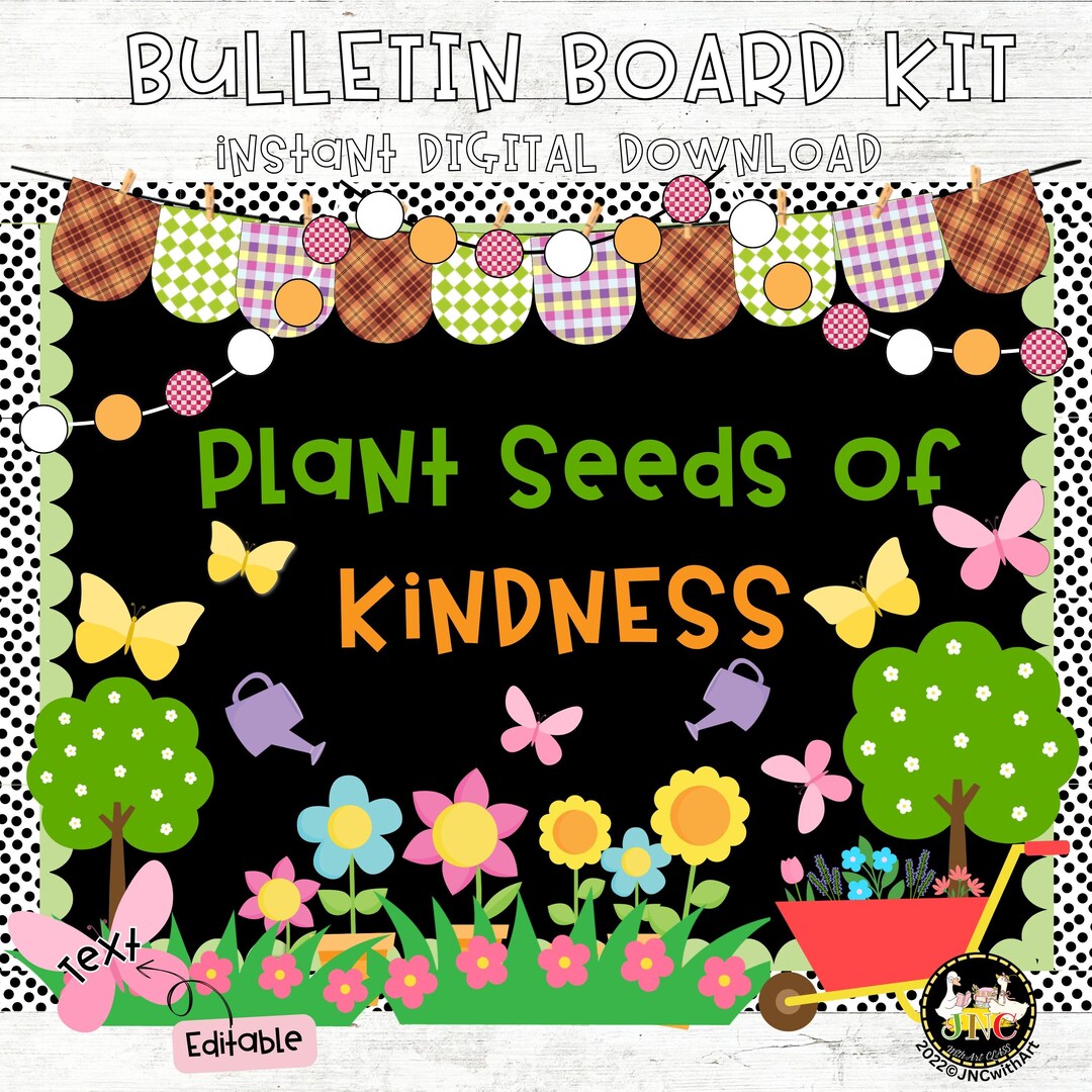 Plant Seeds of Kindness Spring Garden Bulletin Board Kit Editable ...