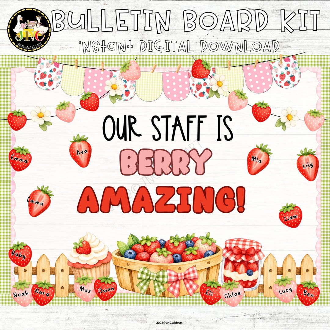 Strawberry Bulletin Board Kit | Berry Sweet Classroom Decor Printable ...