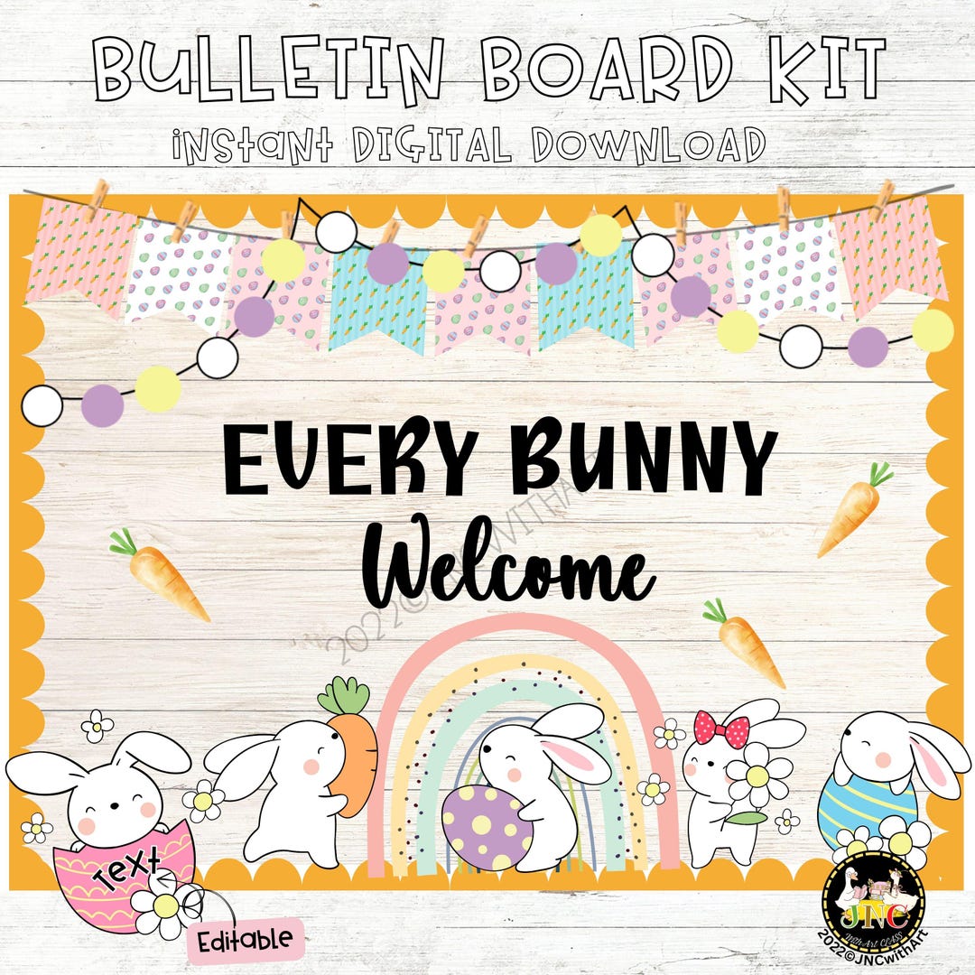 Spring Bunny Bulletin Board Kit | Editable Classroom Decor | Easter ...