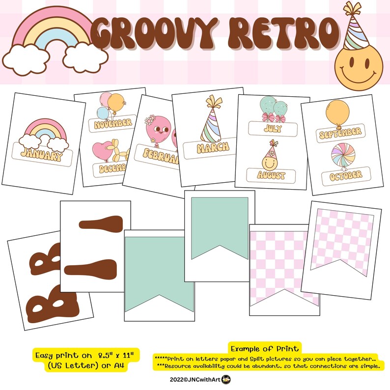 Birthday Bulletin Board, Classroom Groovy Retro Pastel Party Themed ...