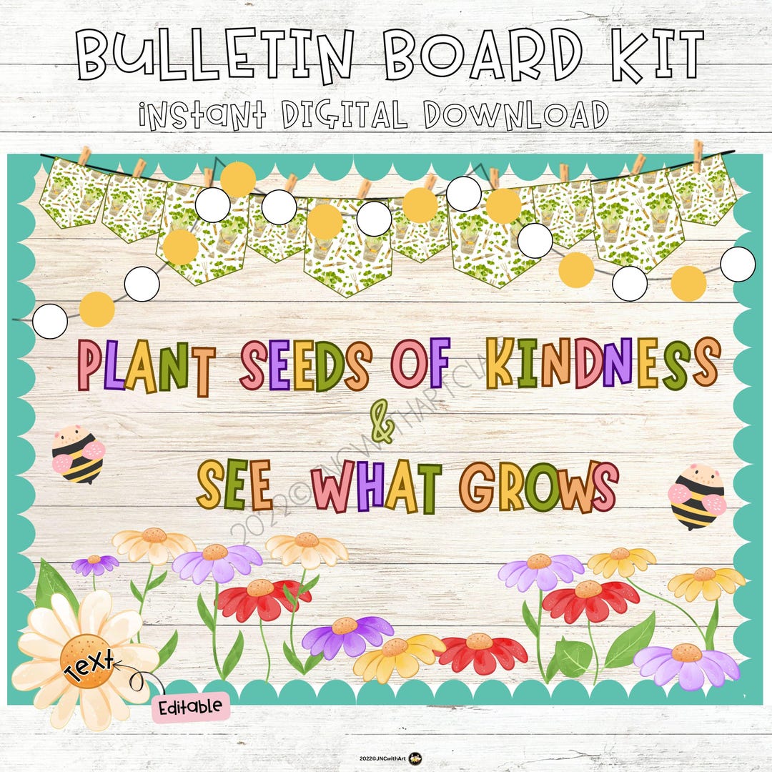 Plant Seeds of Kindness Bulletin Board Kit | Spring Classroom Decor ...