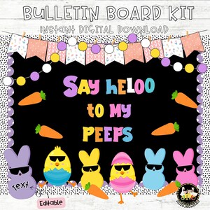 Chillin With My Peeps Bulletin Board Kit | Spring Classroom Door Decor ...