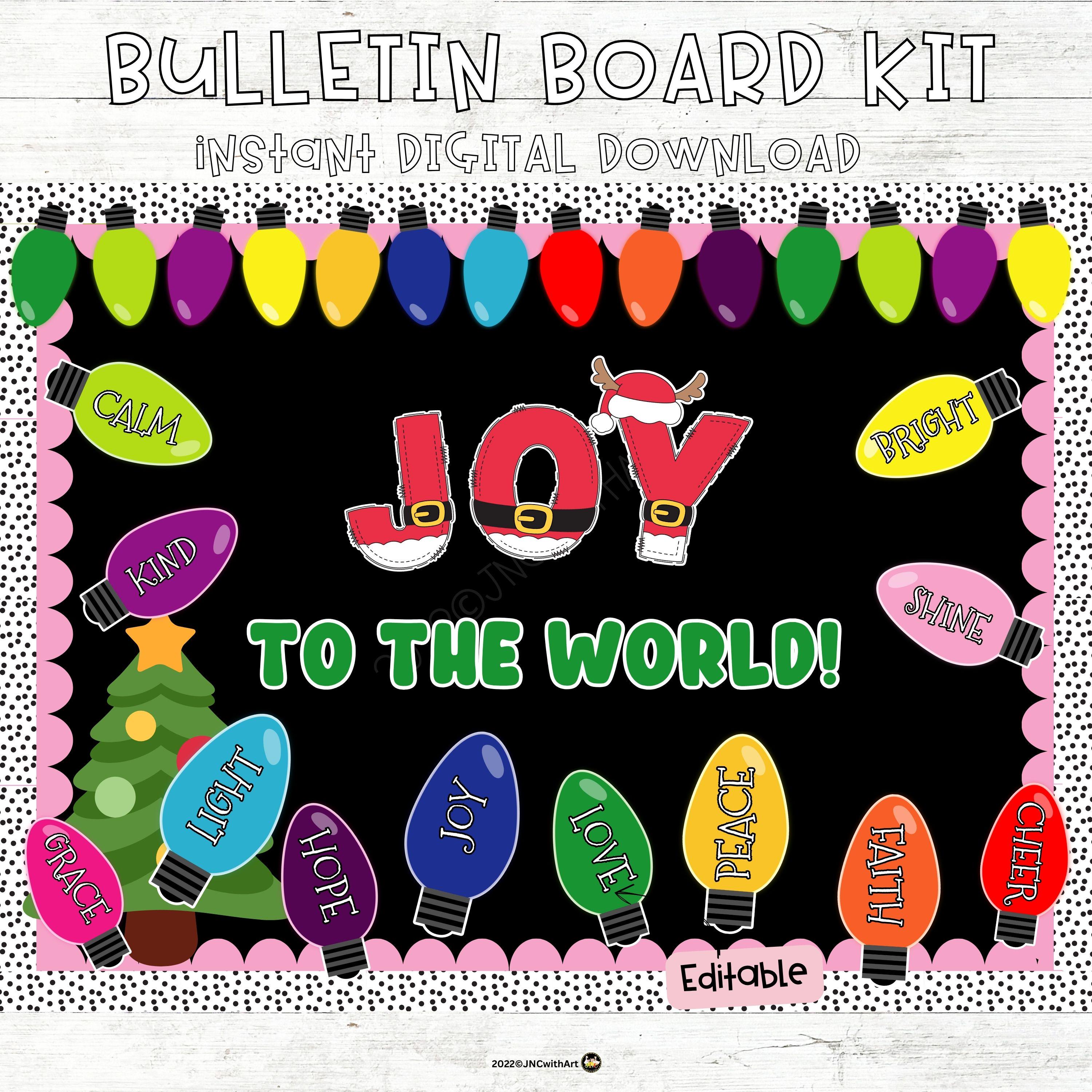 Christmas Lights Bulletin Board Kit | JOY and BRIGHT Classroom (digital ...