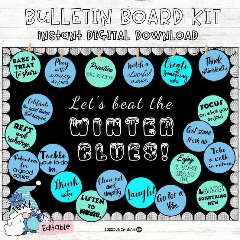 Winter Bulletin Board With Self Care | Mental Health | SEL | Editable ...