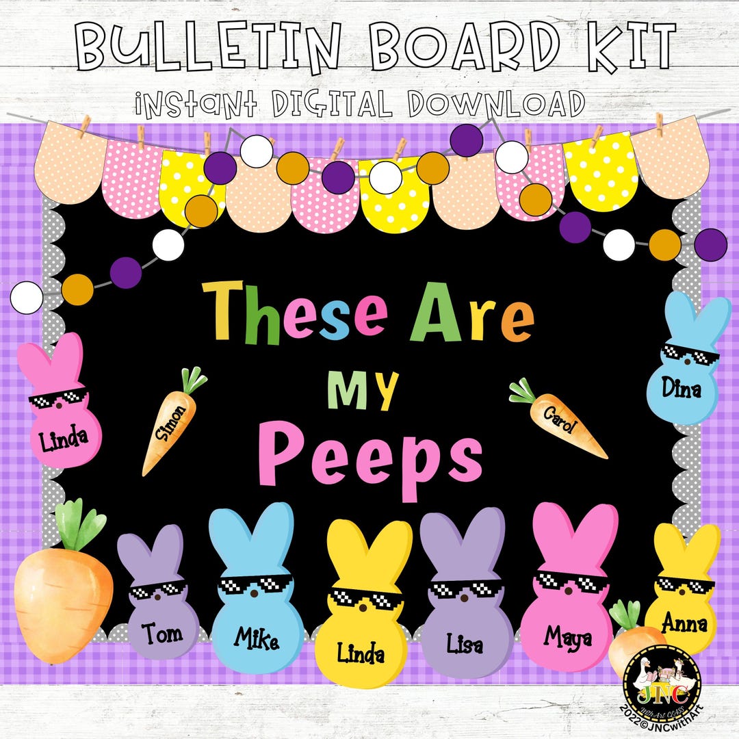 These Are My Peeps Easter Bulletin Board Kit | Spring Door Decorations ...
