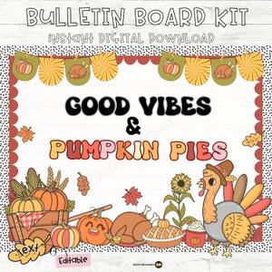 Retro Thanksgiving Bulletin Board Kit: Groovy Classroom Decor (PDF) - Etsy