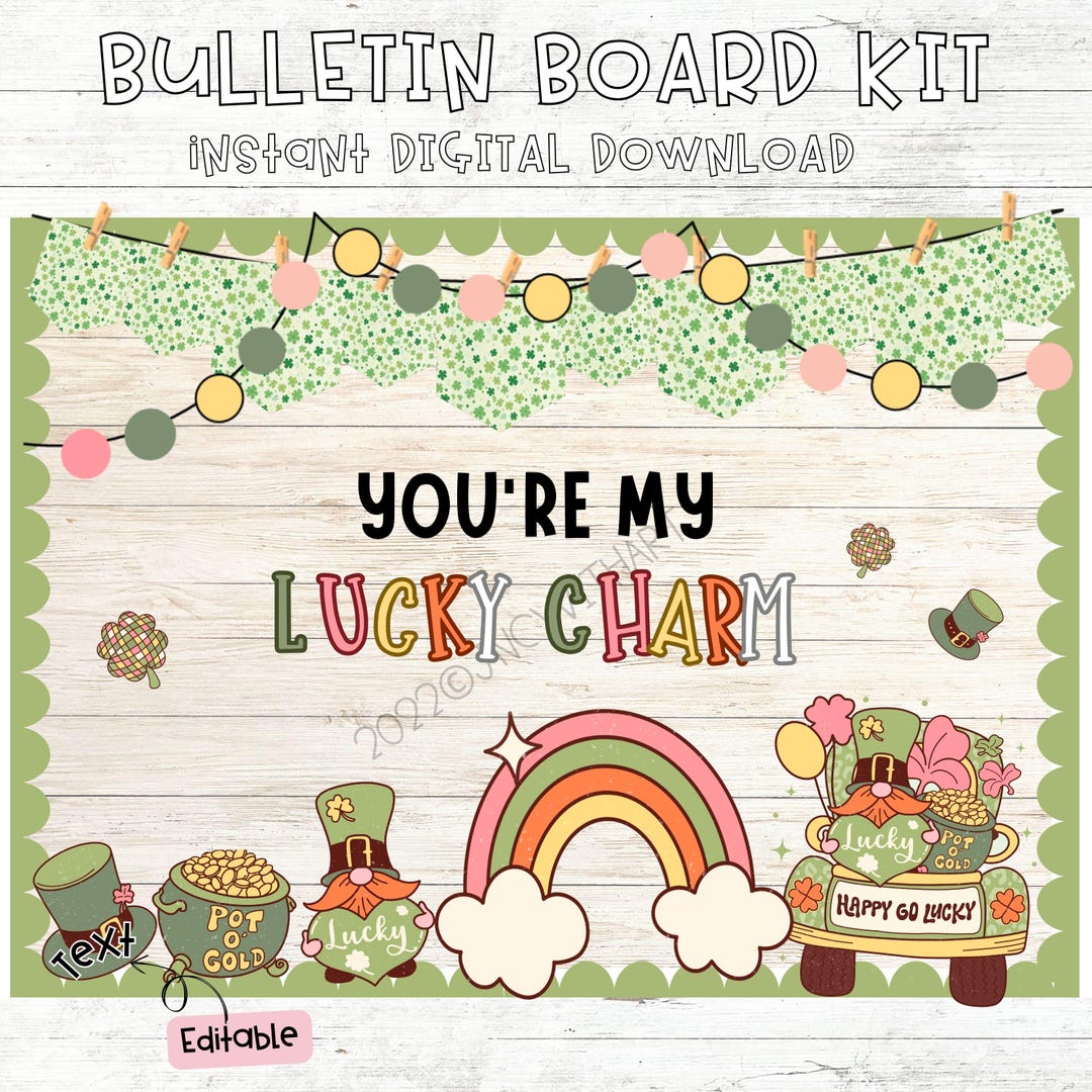 St. Patrick’s Day Bulletin Board Kit | Lucky Classroom Decor | Rainbow ...