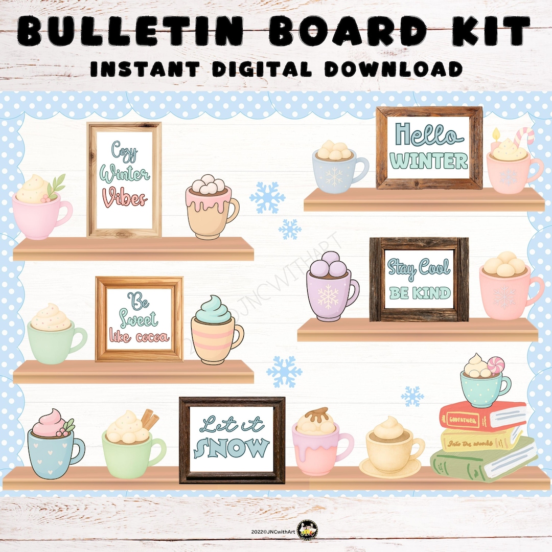 Cozy Hot Cocoa Bulletin Board Kit | Pastel Winter Classroom Decor ...