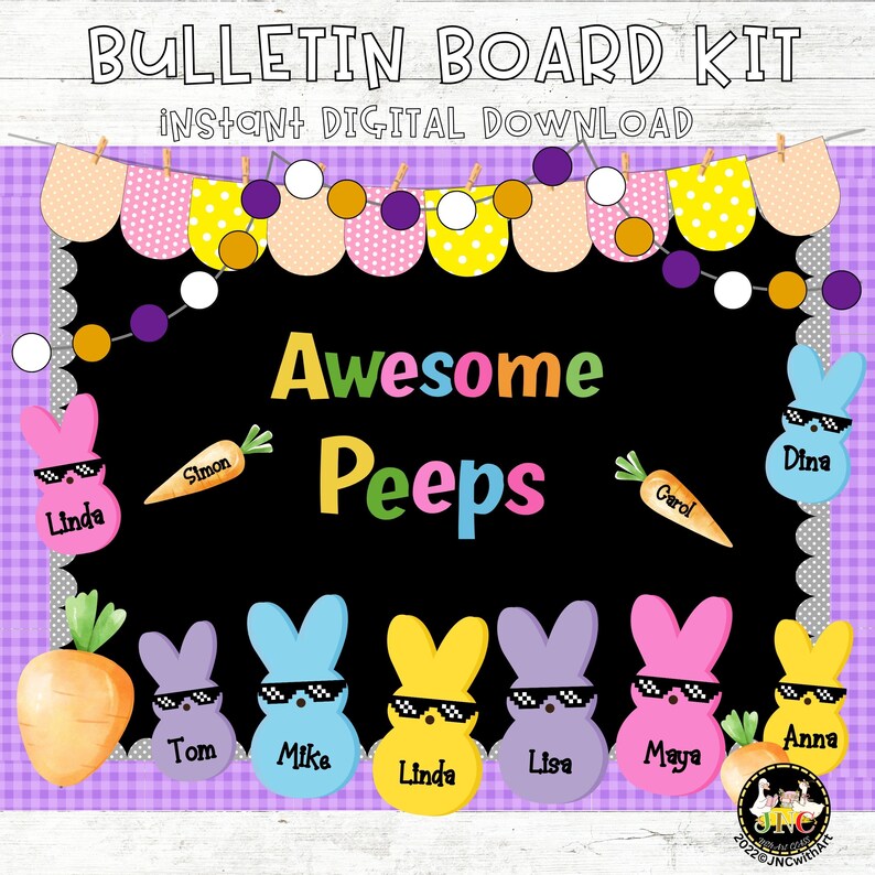 These Are My Peeps Easter Bulletin Board Kit | Spring Door Decorations ...
