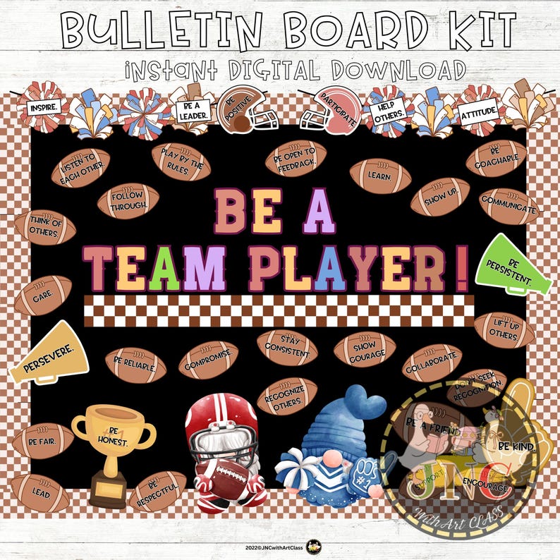 Football Bulletin Board Kit: Classroom Team Player Decor (digital ...