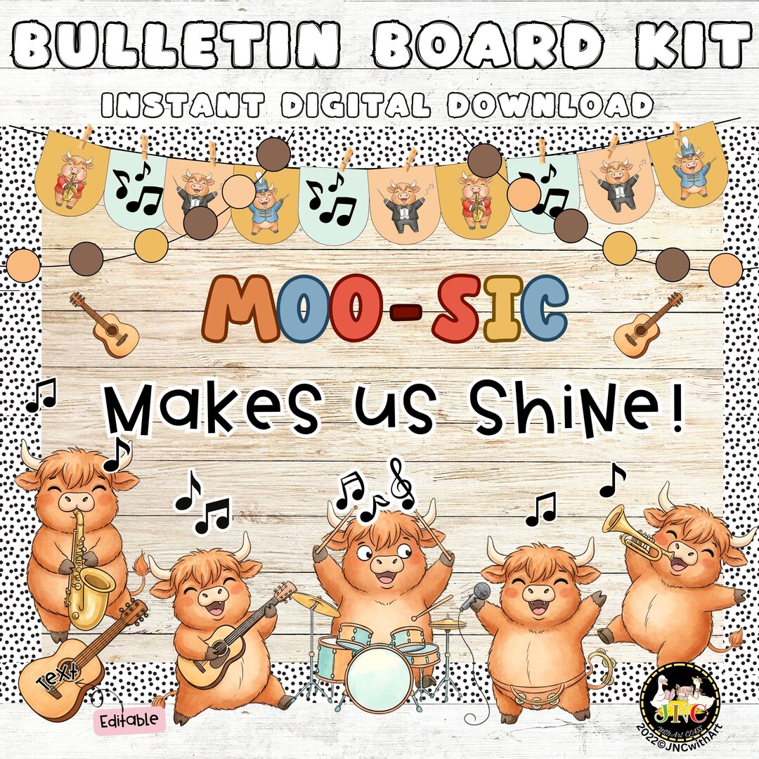 Highland Cow Music Bulletin Board Kit | MOO-SIC Makes Us Shine ...