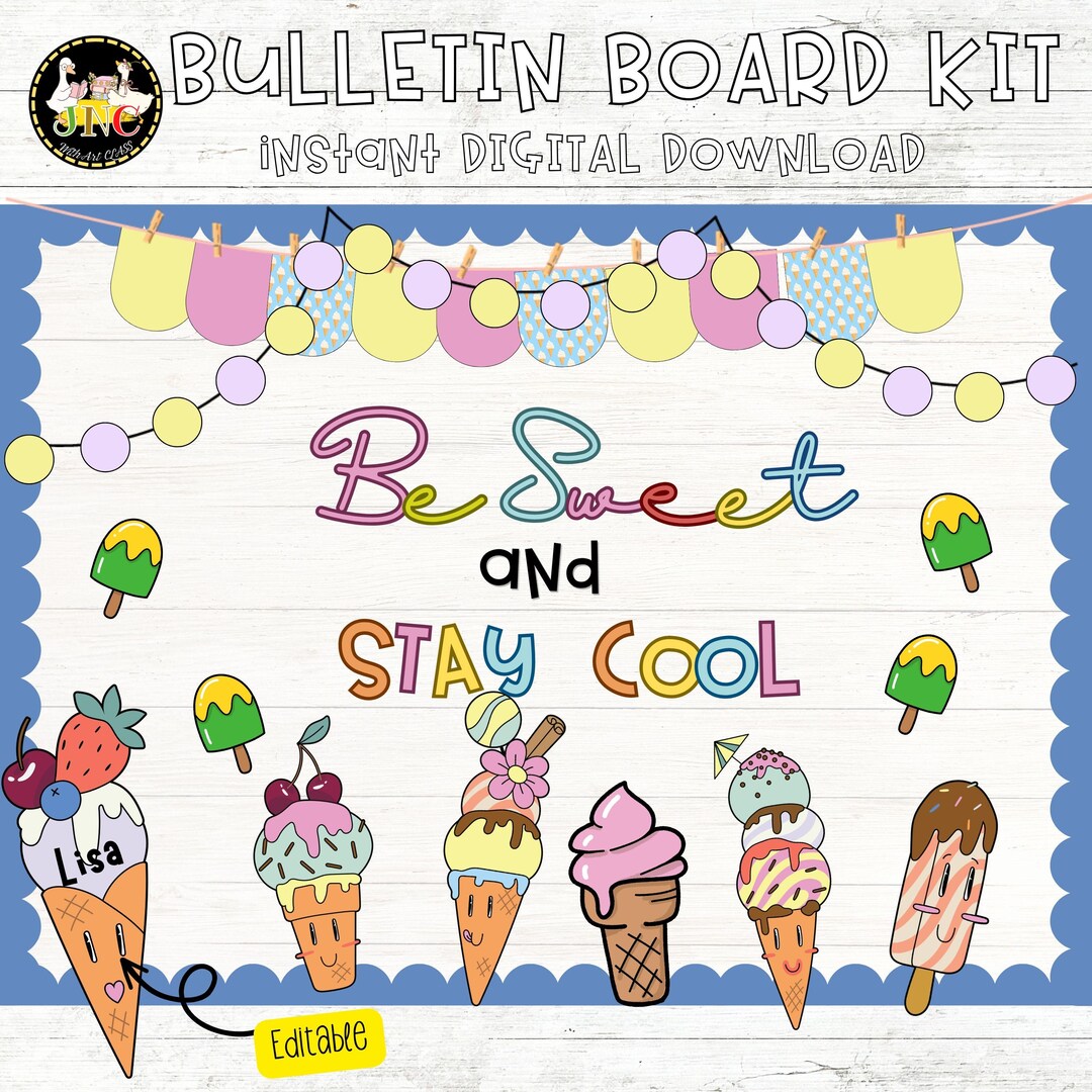 Summer Bulletin Board Kit | Ice Cream Classroom Decor | Editable End of ...