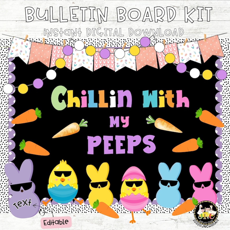 Chillin With My Peeps Bulletin Board Kit | Spring Classroom Door Decor ...