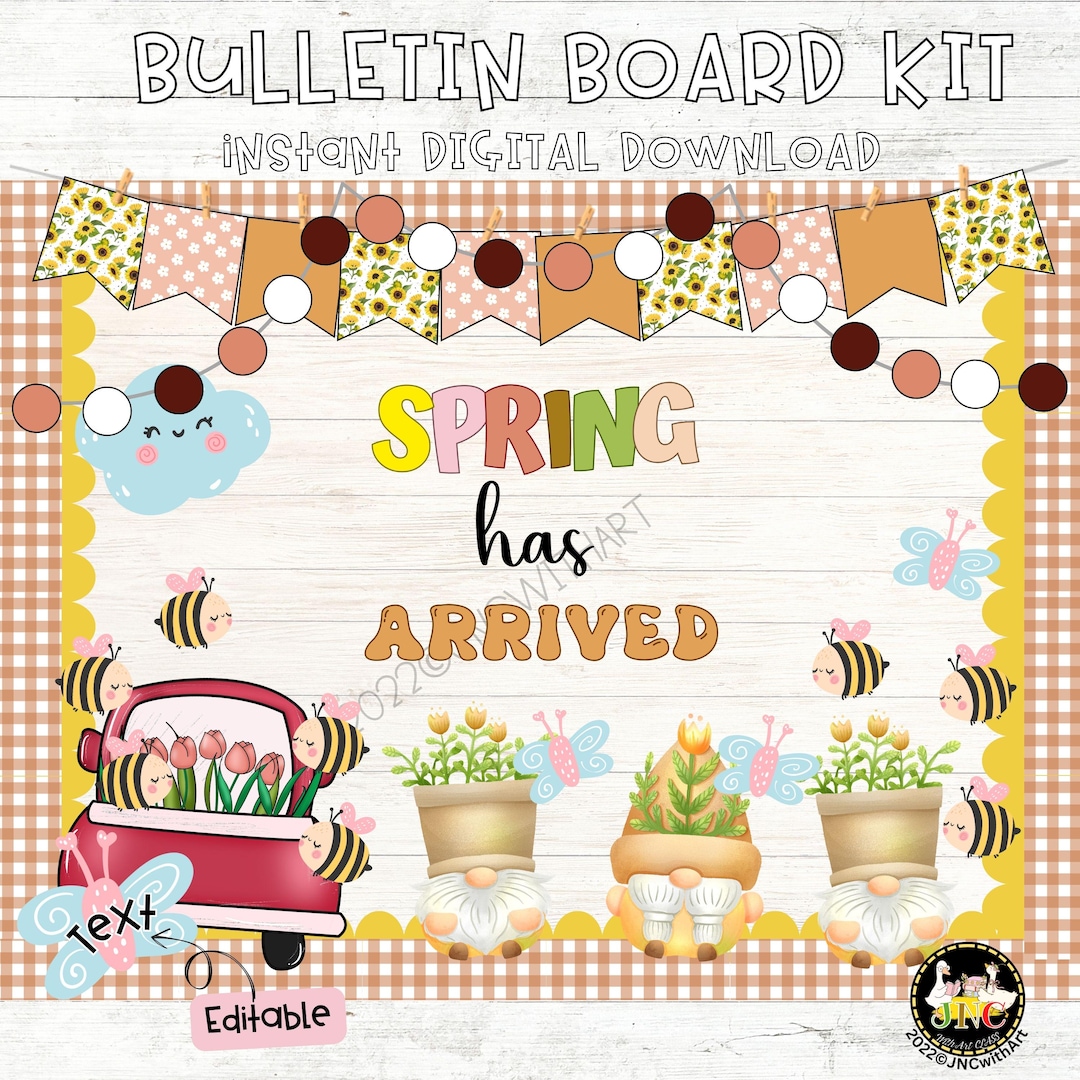 Spring Bulletin Board Kit | Gnome Classroom Decor | Editable Growth ...