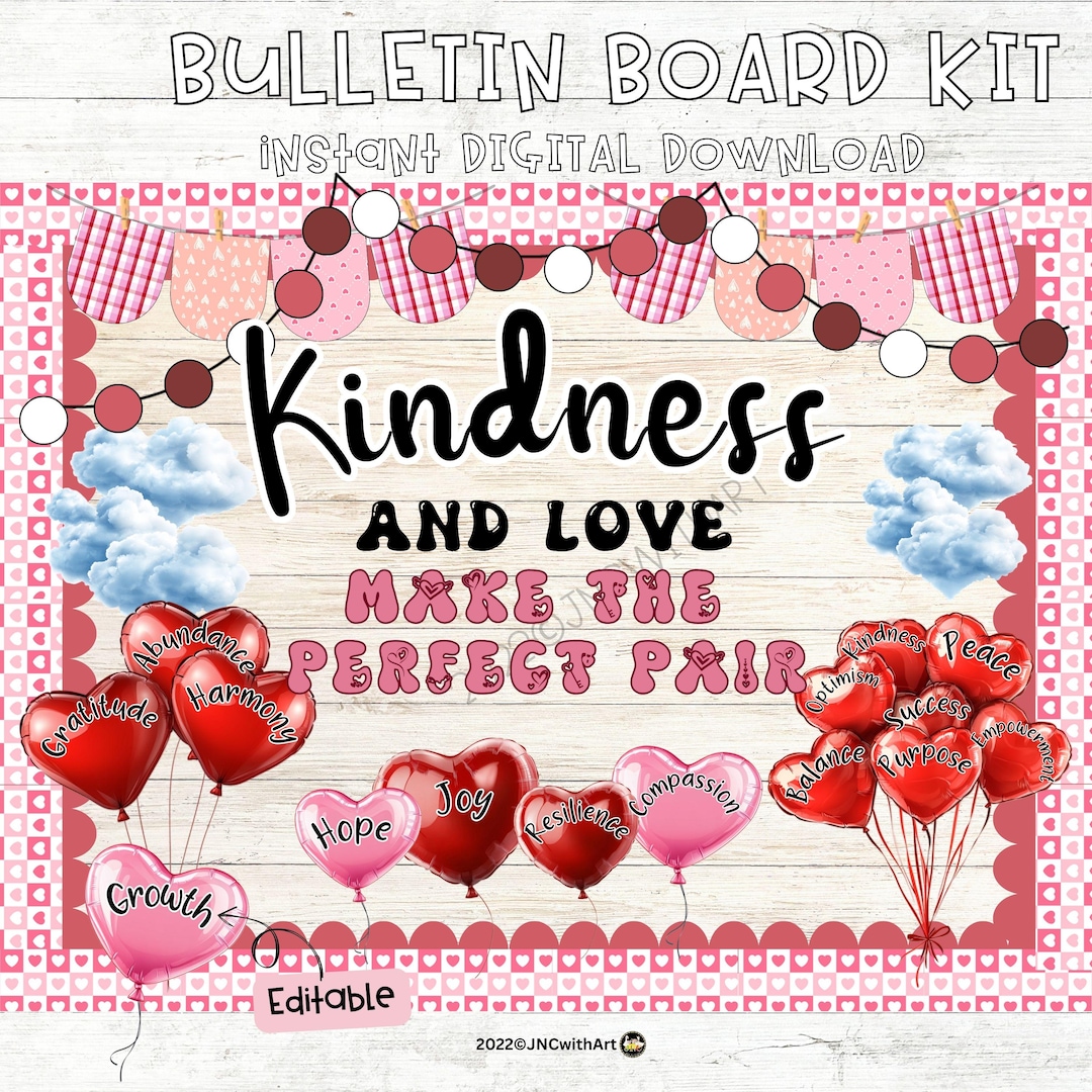 Kindness and Love Bulletin Board Kit | Valentine Classroom Decor ...