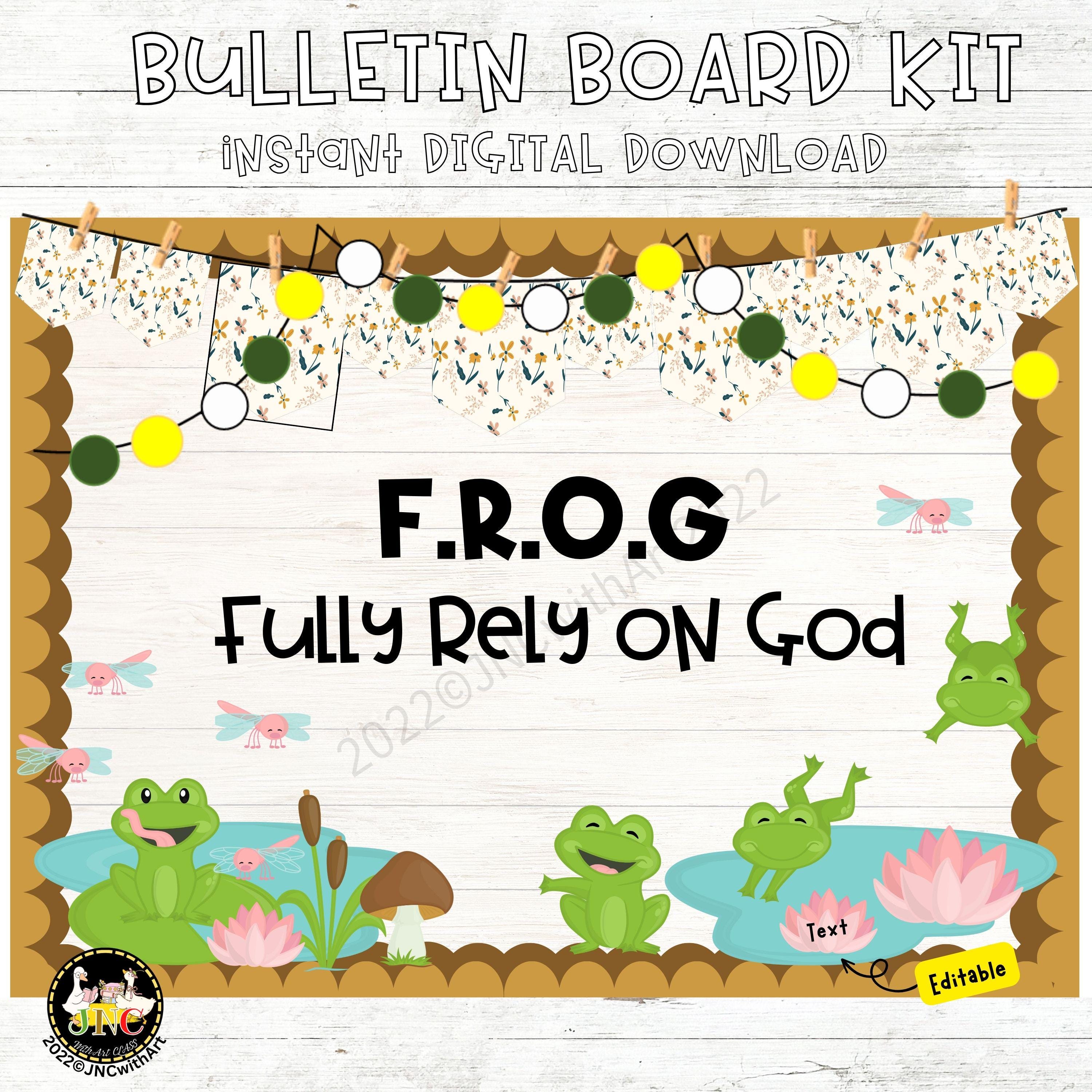 Frog Bulletin Board Kit | Hoppy Spring| Froggy- Fuly Rely on God ...