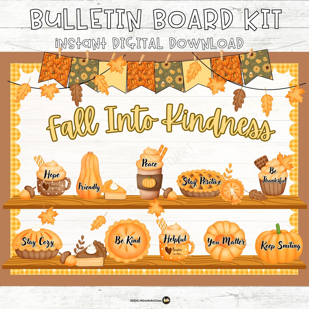 Fall Kindness Bulletin Board Kit: Autumn Classroom Decor (printable PDF ...