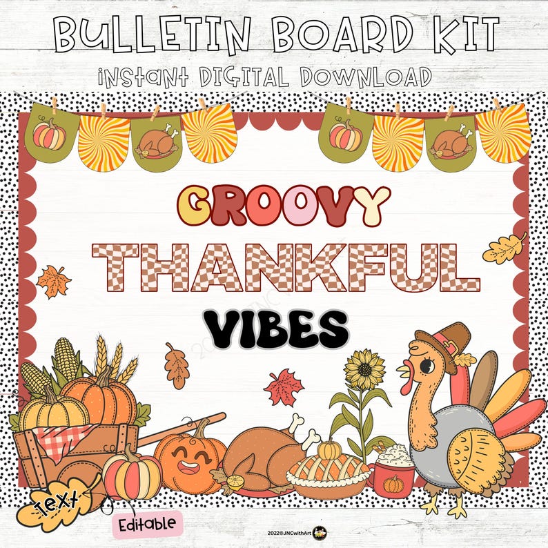 Retro Thanksgiving Bulletin Board Kit: Groovy Classroom Decor (PDF) - Etsy