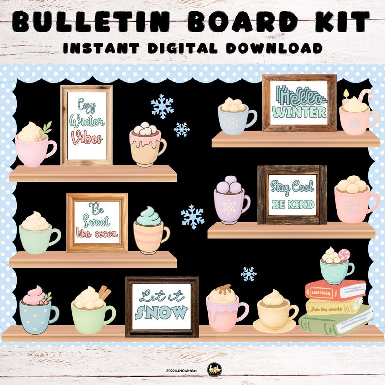 Cozy Hot Cocoa Bulletin Board Kit | Pastel Winter Classroom Decor ...