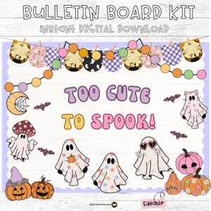 Groovy Ghost Halloween Bulletin Board Kit: Retro Classroom Decor (PDF ...