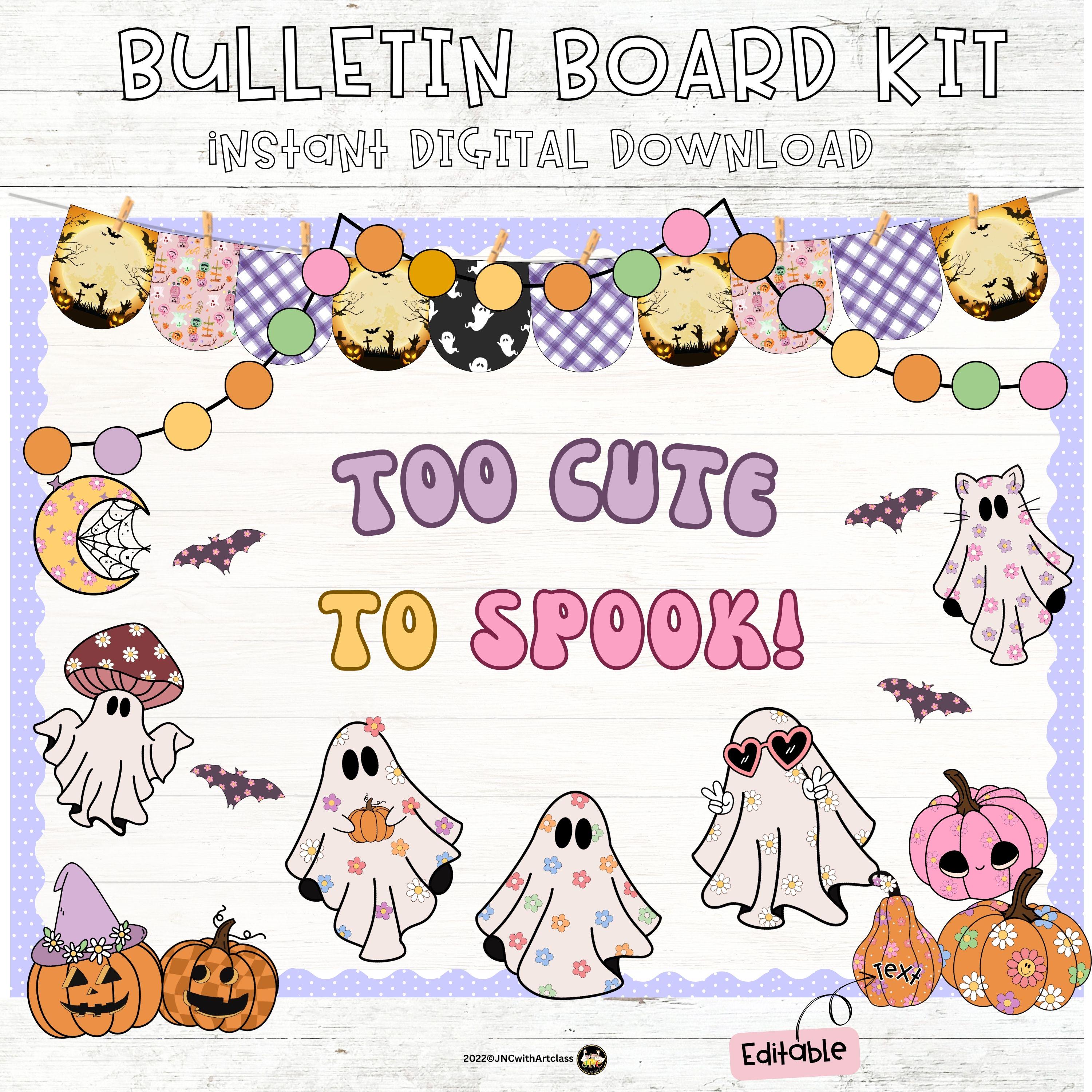 Groovy Ghost Halloween Bulletin Board Kit: Retro Classroom Decor (PDF ...