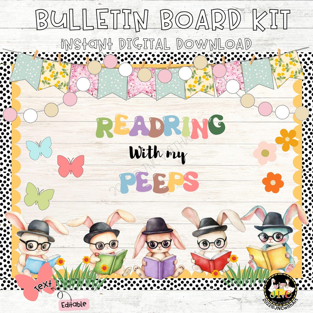 Spring Reading Bulletin Board Kit | Reading With My Peeps Bunny ...