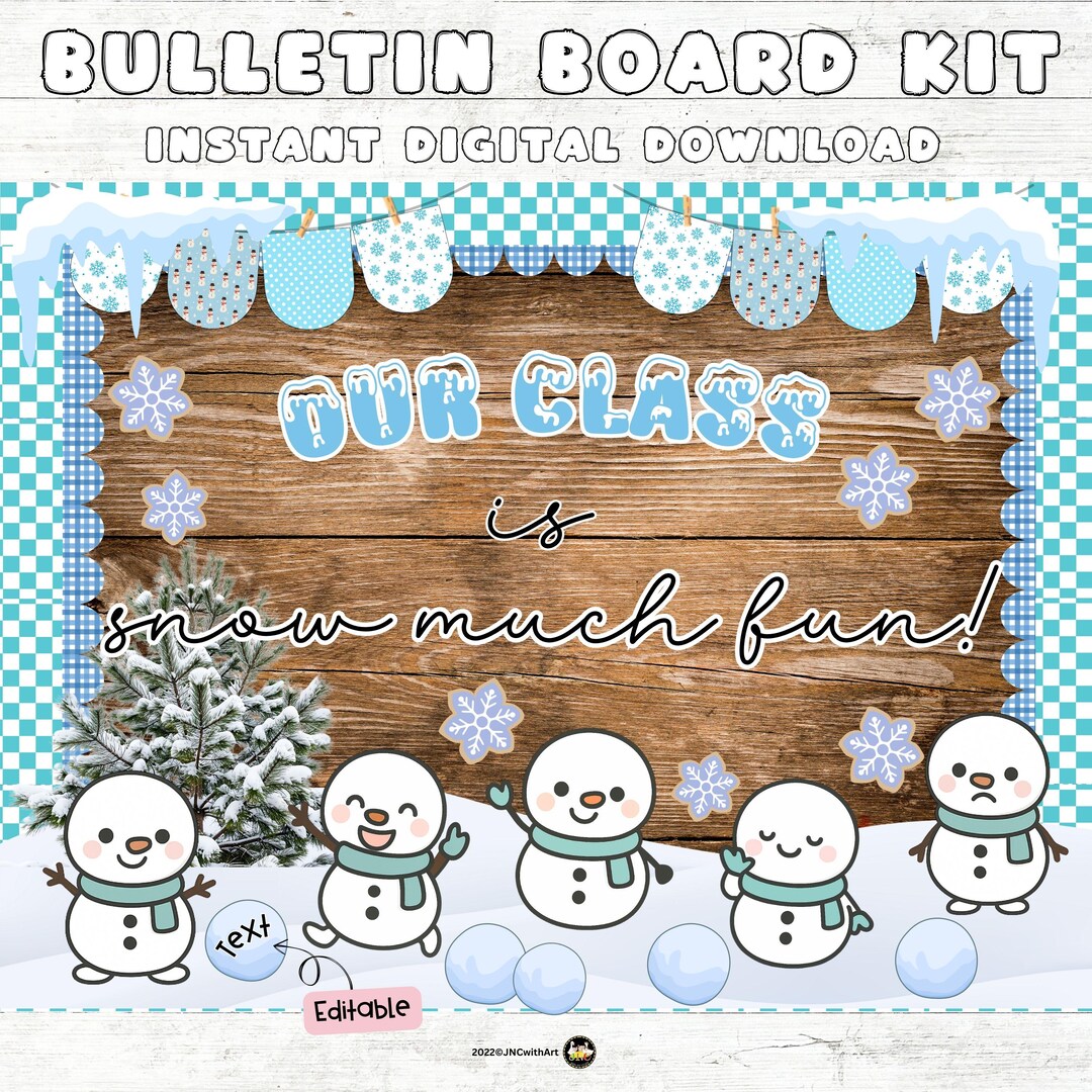 Winter Snowman Bulletin Board Kit | Editable Classroom Decor | Our ...