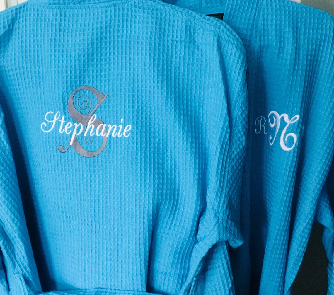 Monogram Bridesmaid Cotton Waffle Robes in 11 Colors | Etsy